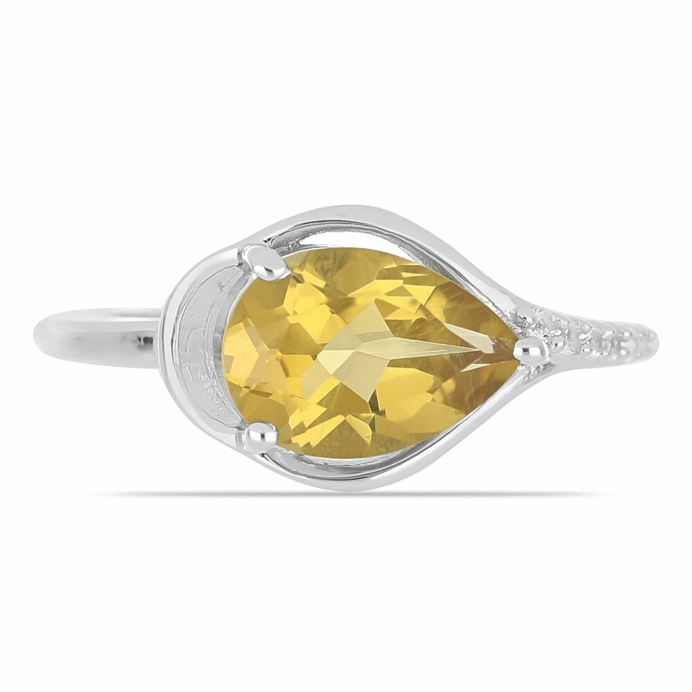 Кольцо тонкое, серебро, 925 проба, родирование, цитрин