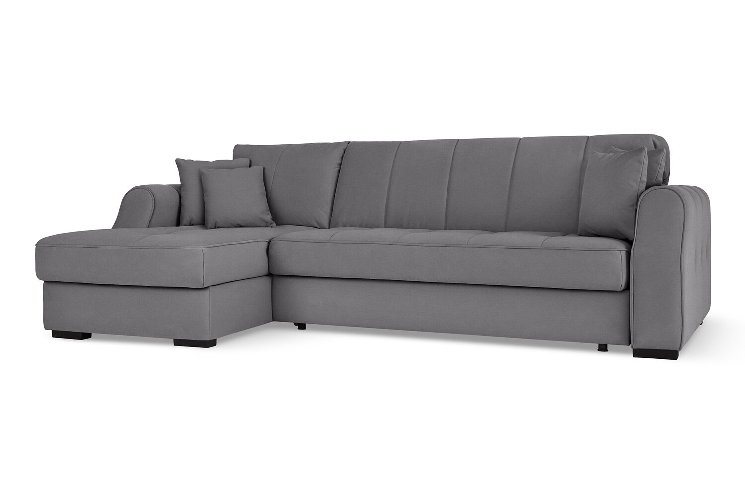 Угловой диван-кровать DREAMART Тулуза , 270х90х160 см, левый угол, обивка велюр, серый