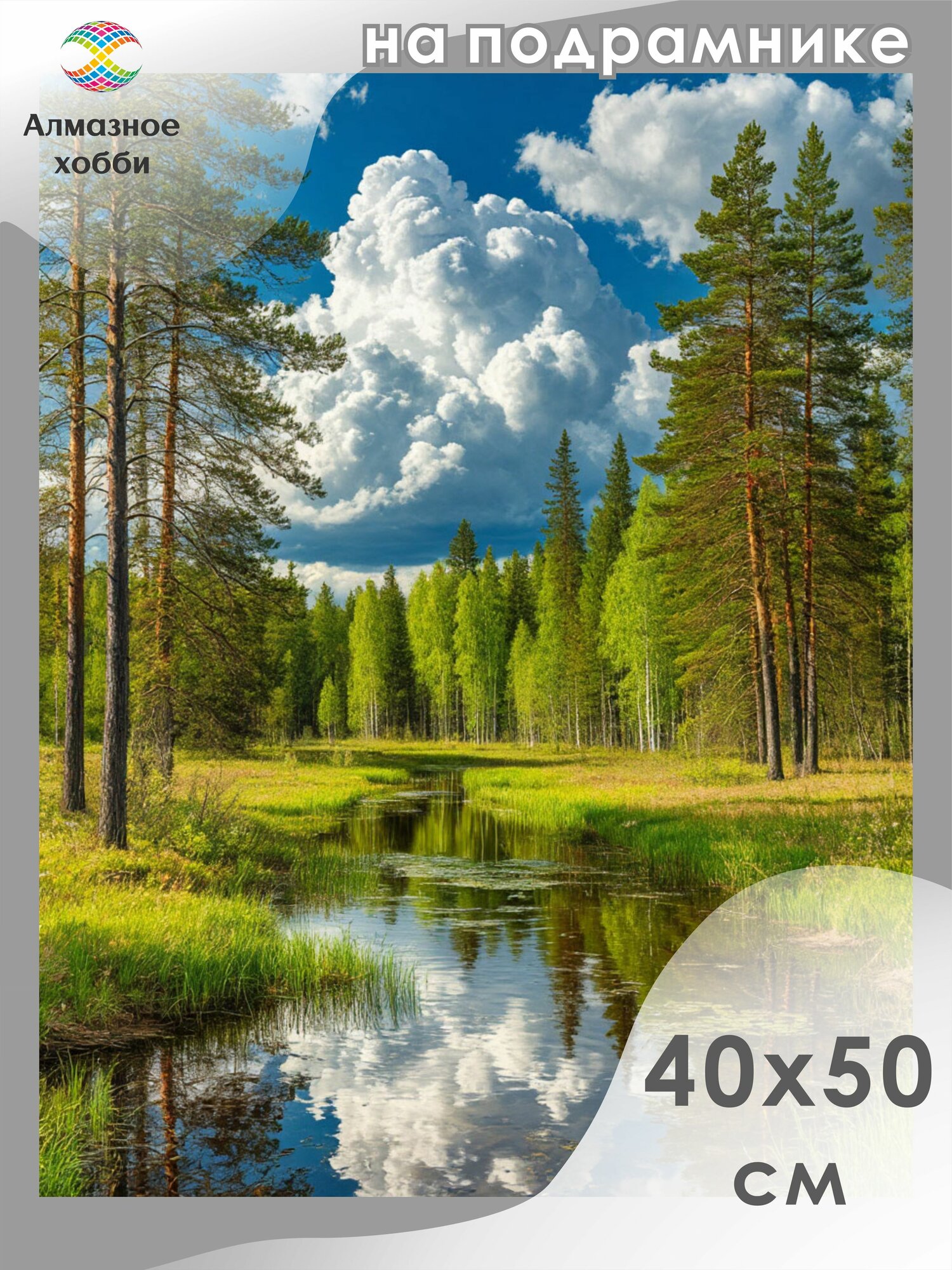 Алмазная мозаика на подрамнике Летний день в лесу 40х50