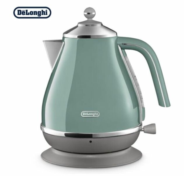 Электрический чайник DeLonghi, 1.7 л, мощность 2200 Вт, нержавеющая сталь синий