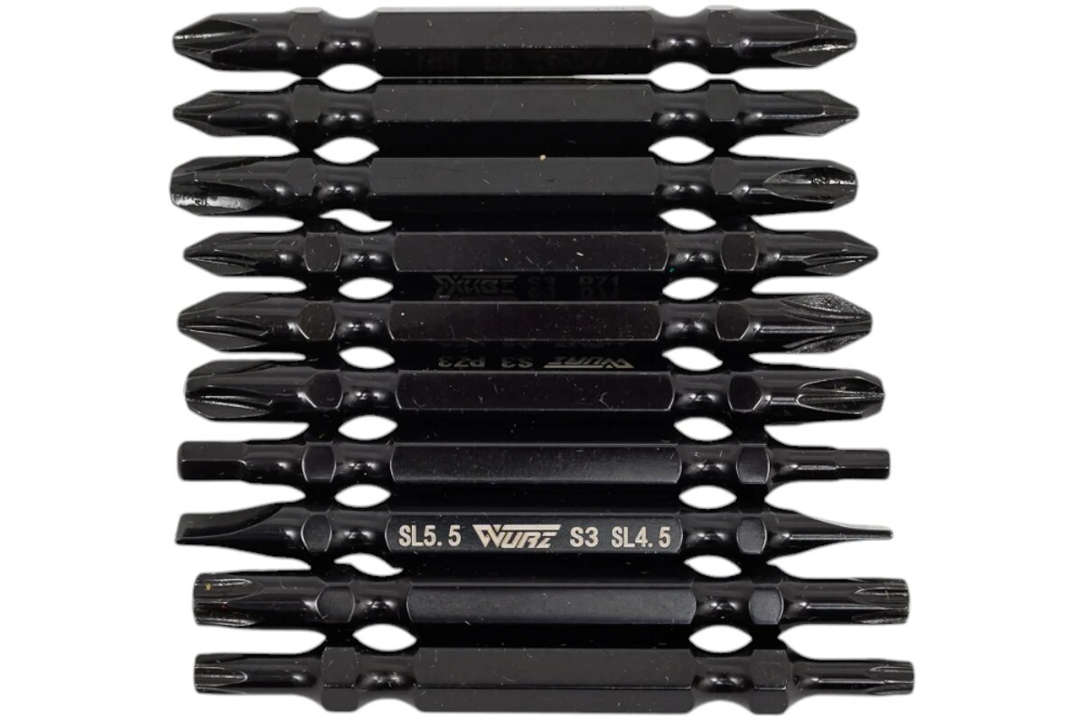 WURZ 4202 Набор двусторонних бит 65 мм S3 10 шт для электроинструмента