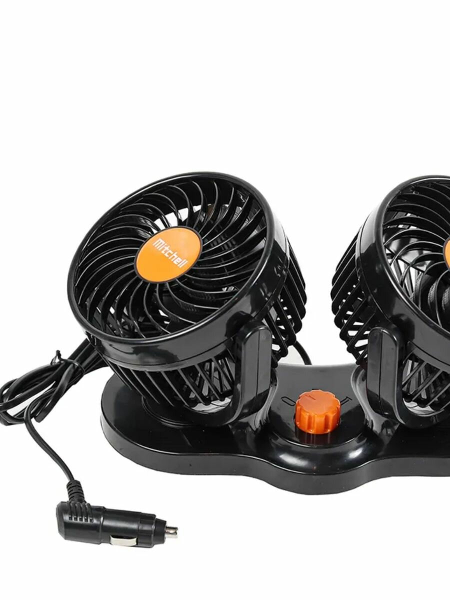 Вентилятор 12V двойной с подставкой T312 Turbo мощный обдув для кабины грузовика