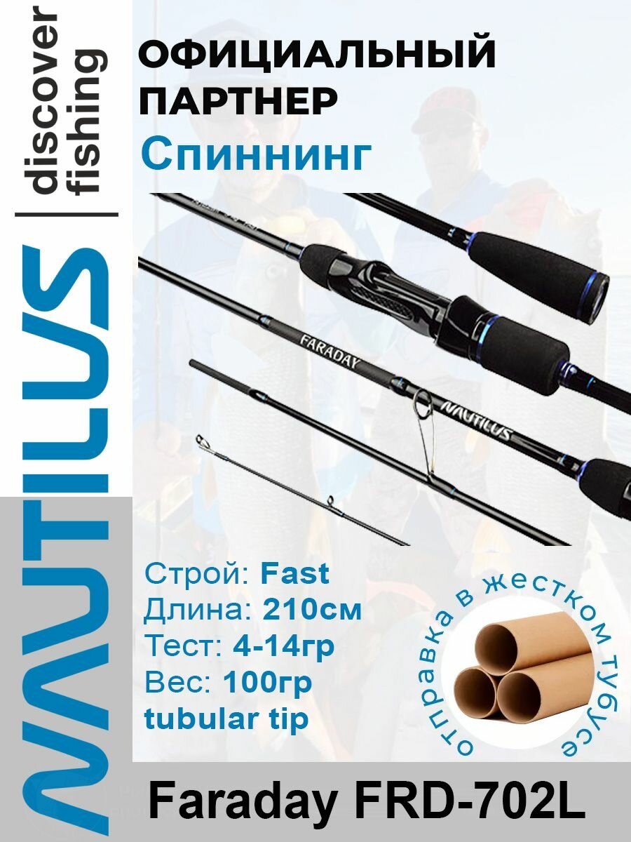 Спиннинг Nautilus Faraday FRD-702L 210см 4-14гр