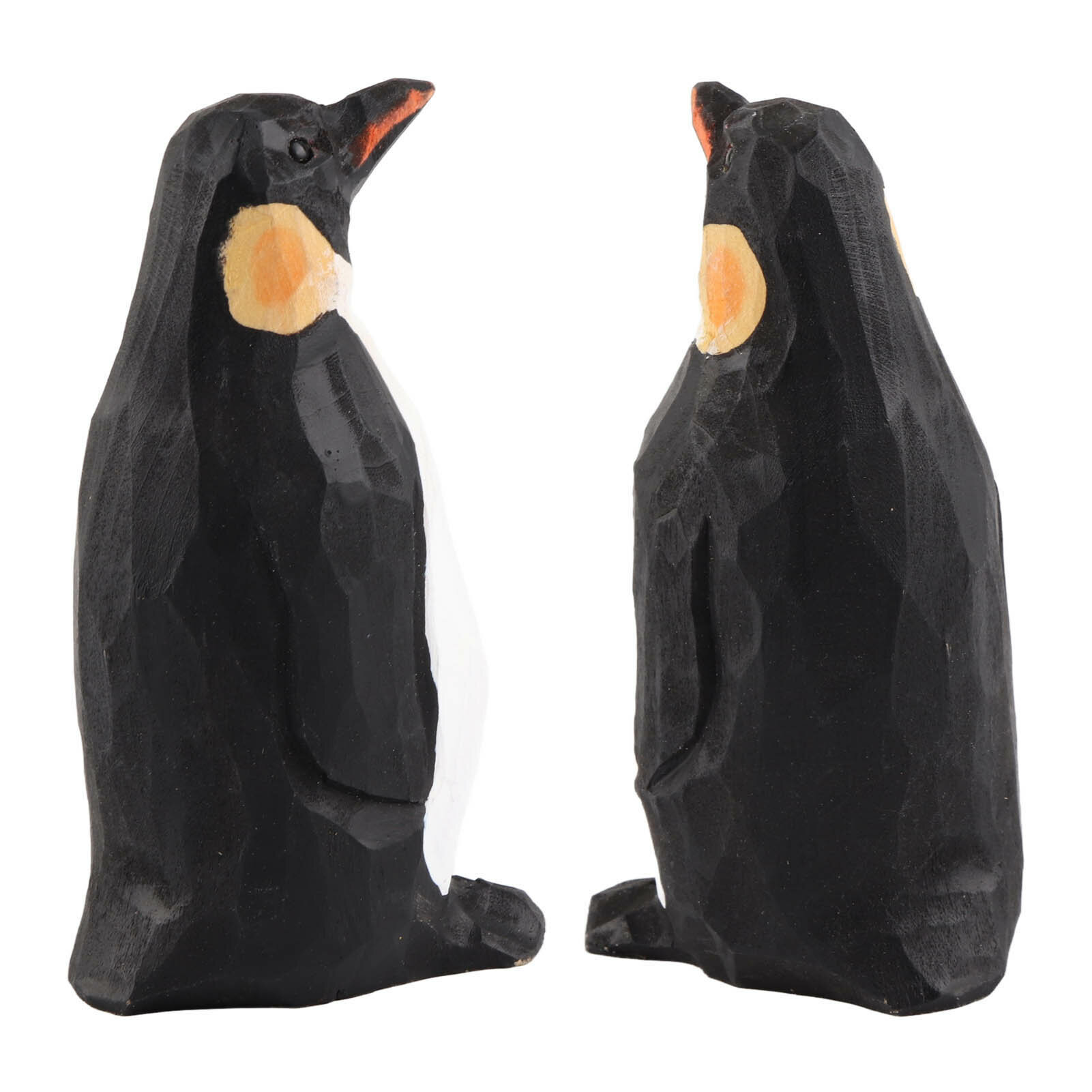 Деревянная статуя пингвина, милое яркое изображение, ручная роспись, изысканная фигурка пингвина, декор пингвина для обеденного стола, офиса