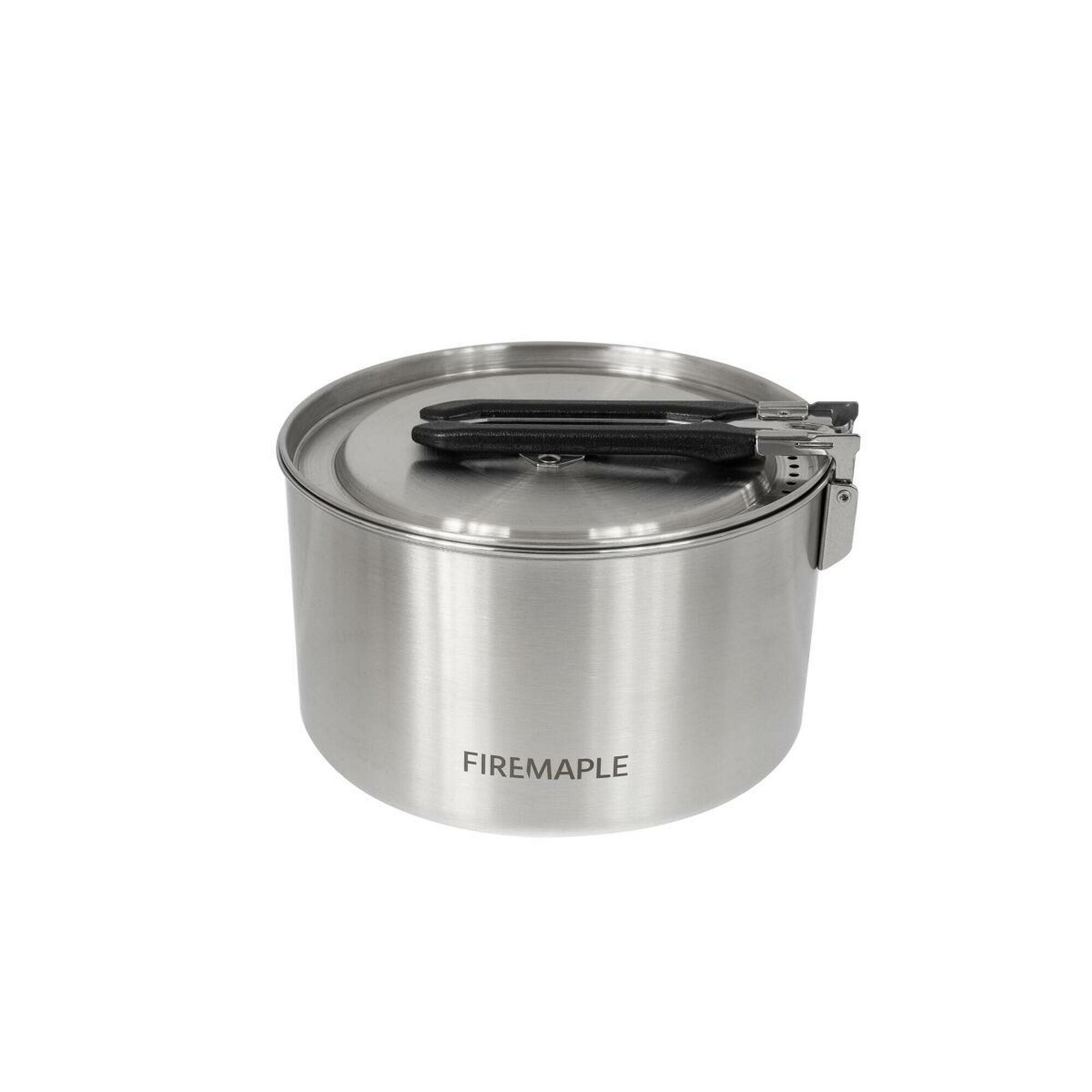 Decathlon Туристическая кастрюля Fire-Maple Antarcti Pot 1,5 л, нержавеющая сталь, складная ручка, серебристый/черный