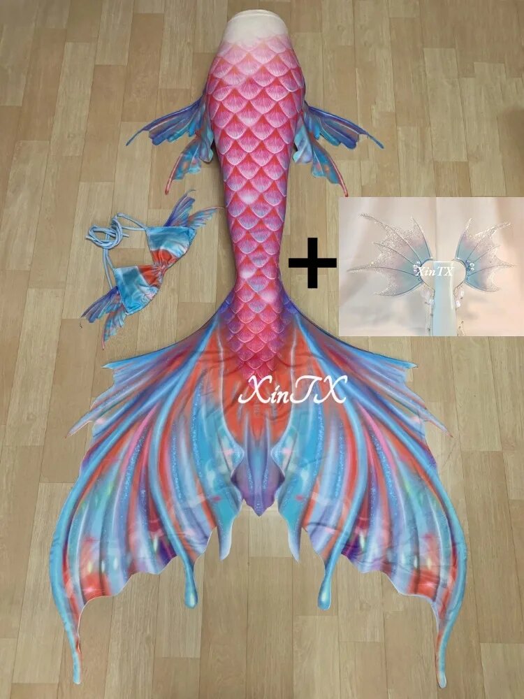 Хвост русалки XinTX для взрослых, полиэстер, спандекс XL, Set and ears