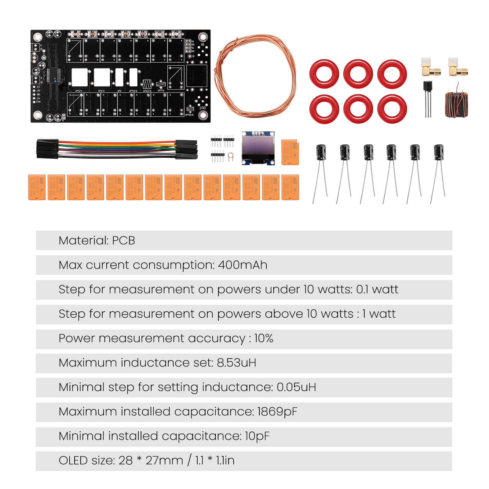 Набор ATU-100 DIY, автоматический антенный тюнер 1,8-50 МГц, OLED дисплей, прошивка.