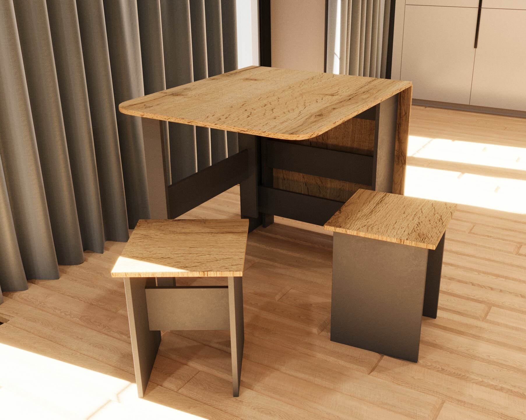 Комплект табуретов 2 шт. Графит/Дуб Вотан универсальный стул для дома