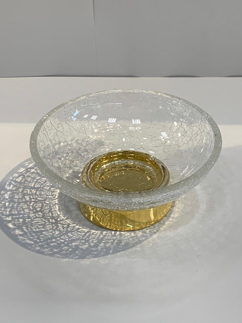 Мыльница настольная WINDISCH CRACKED CRYSTAL GLASS 92131O золото d120h55