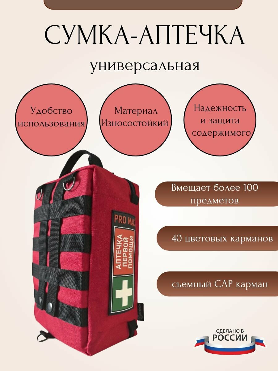 Аптечка автомобильная, домашняя, походная. Без наполнения цв. красный PRO MAX