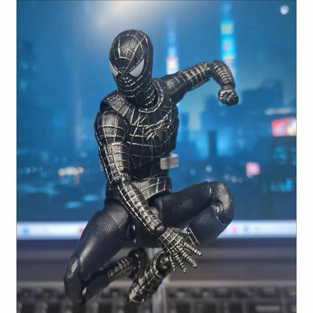 Фигурка человек паук/Spider-Man 3, Tobey Maguire-Black Suit Version, подвижные фигурки,15 см