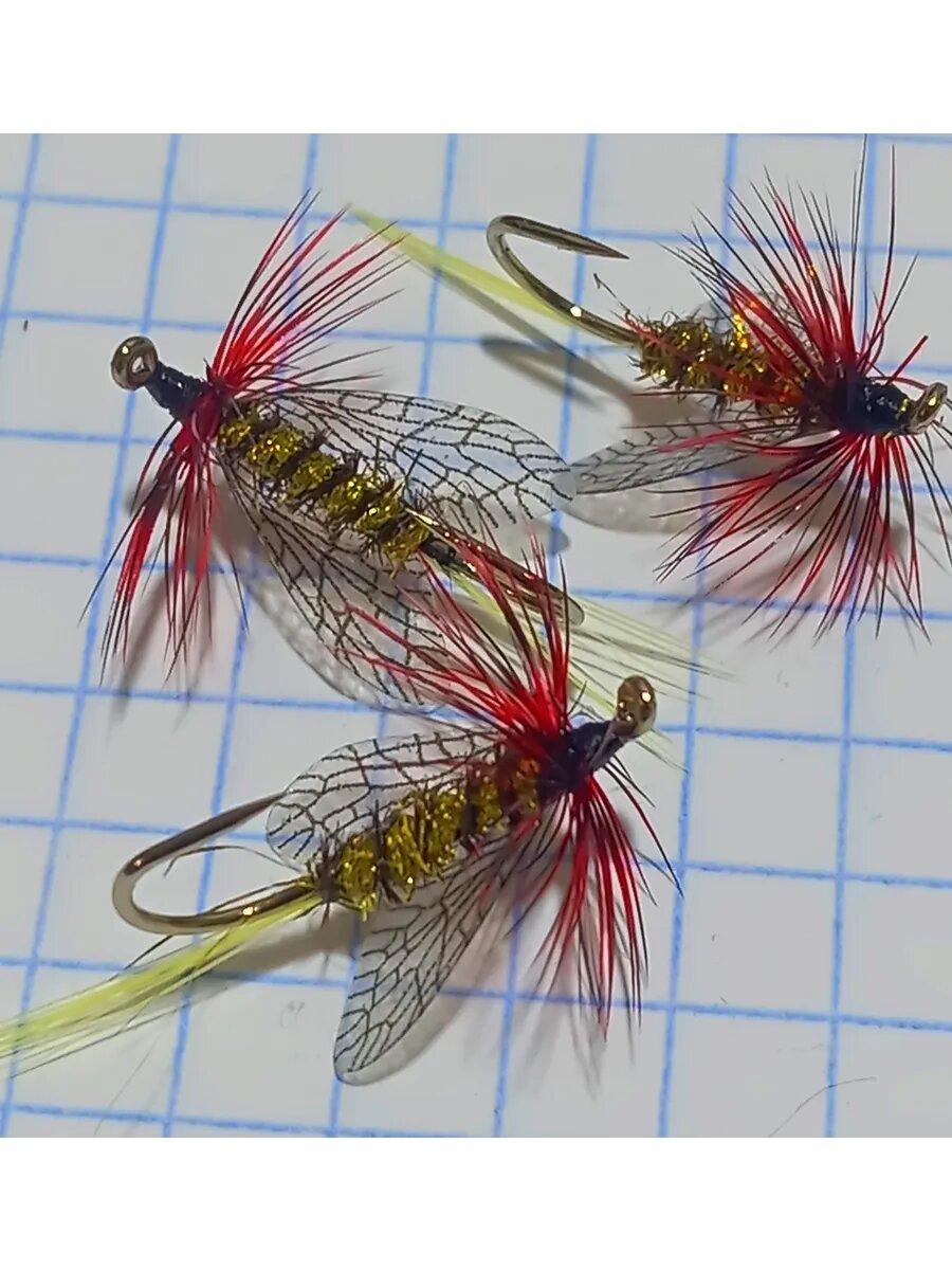 Мушка верховая для ловли хариуса и другой рыбы. Набор 3 штук