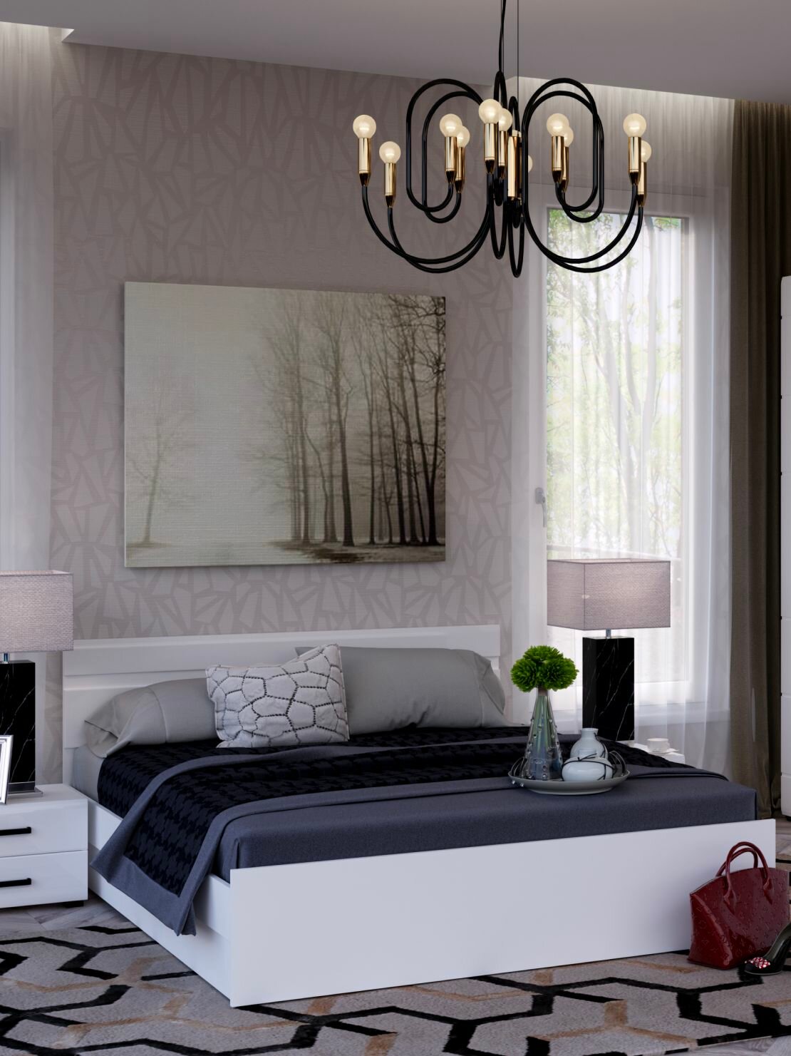 Комплект мебели для спальни Нэнси new (композиция 6) Белый глянец холодный