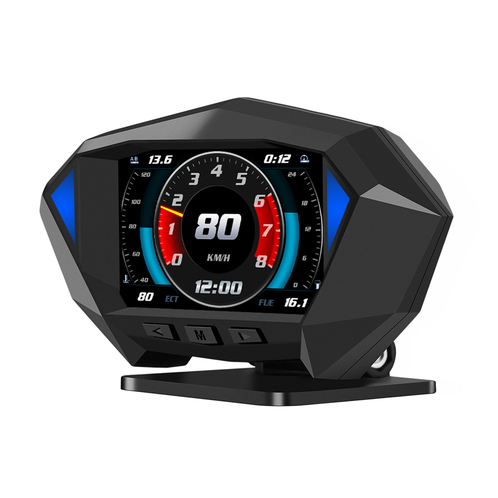 Головное дисплейное устройство Smart Car Inclinometer Level Tilt Meter Digital HUD GPS Speed Meter OBD Speedometer Display Black ABS 5.80*3.65*1.80inch с функциями Speed Voltage Water temperature Roll Angle Pitch Angle Over-speed Alarm Safe Driving и