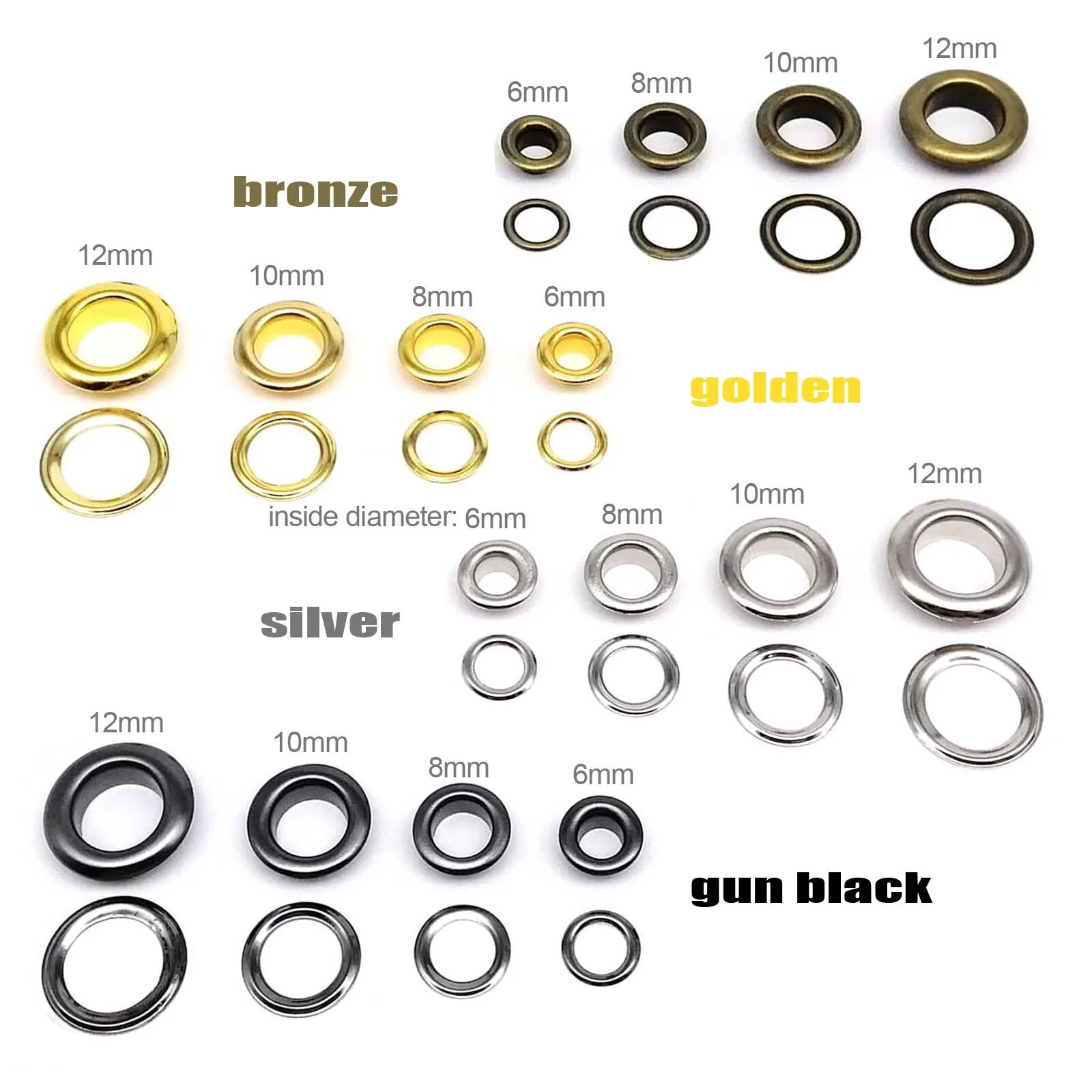 50 комплектов металлических петель для одежды HZYUEGOU silver ID 12mm