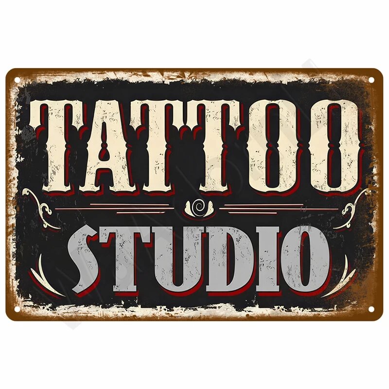 Винтажная вывеска "Tattoo Studio" металлическая, цвет A04ZHDY 40583