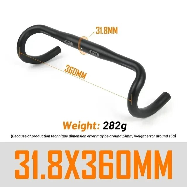 UNO Сверхлегкий руль для дорожного велосипеда, матовый черный/яркое серебро, CR12-BK 31.8x360