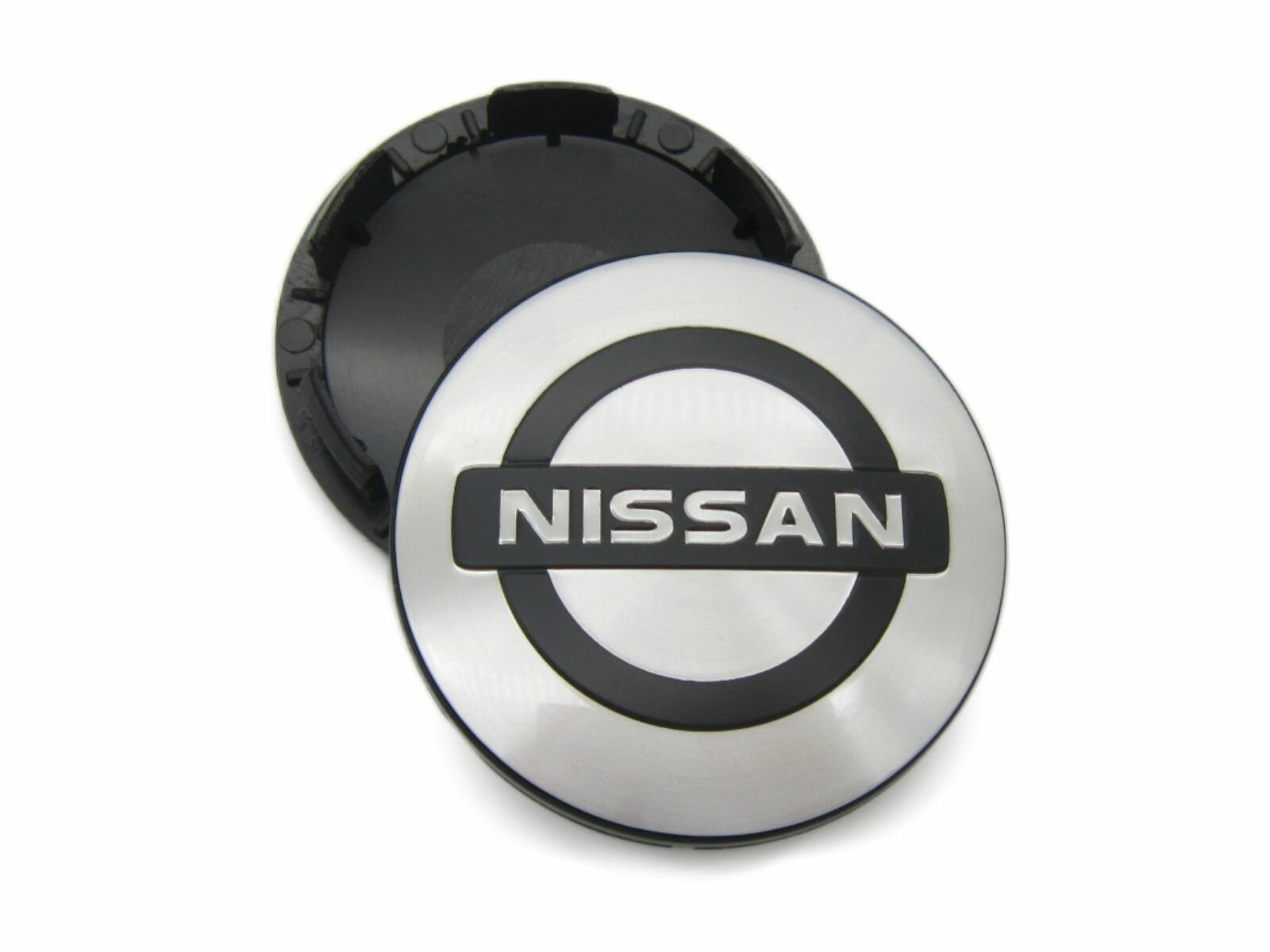 Колпачок заглушка на литой диск КиК Nissan chrome black logo 62/55/10, 1 шт.