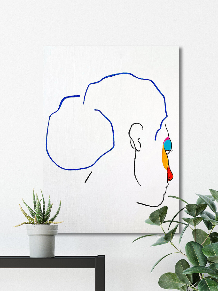 Картина модерн / силуэт девушки, современная картина на холсте, 60х80 см.