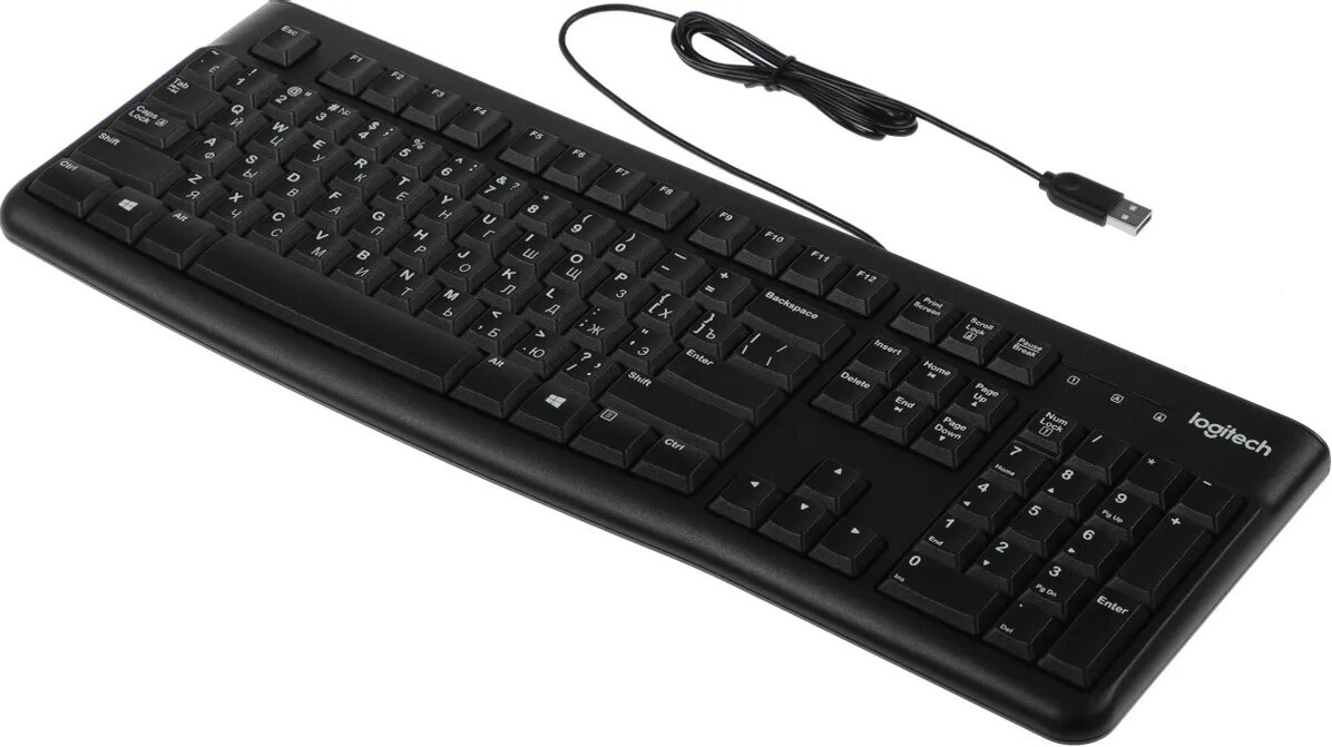 Клавиатура Logitech K120, стандартная раскладка, черный цвет
