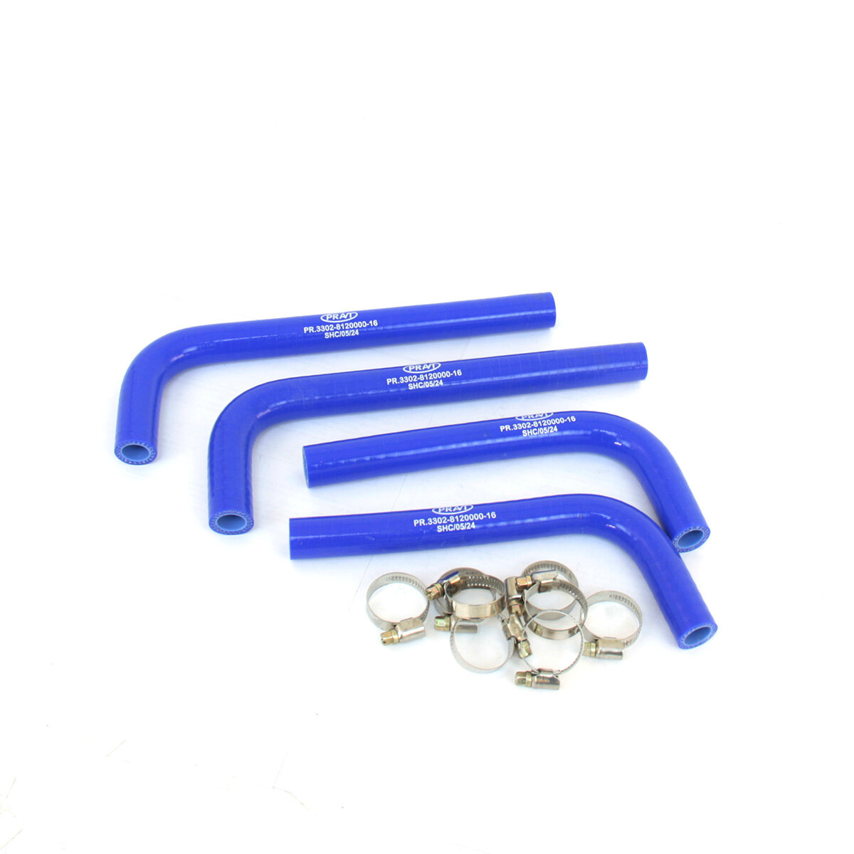 Патрубки отопителя для а/м Газель 3302 дв.402 (к-т 4шт) силикон (синий) + хомуты в комплекте