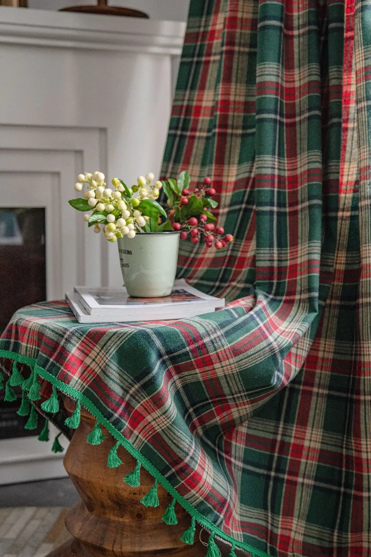 Рождественские шторы, красные и зелёные, полиэстер, 1 Panel Style 5, W150XH260cm