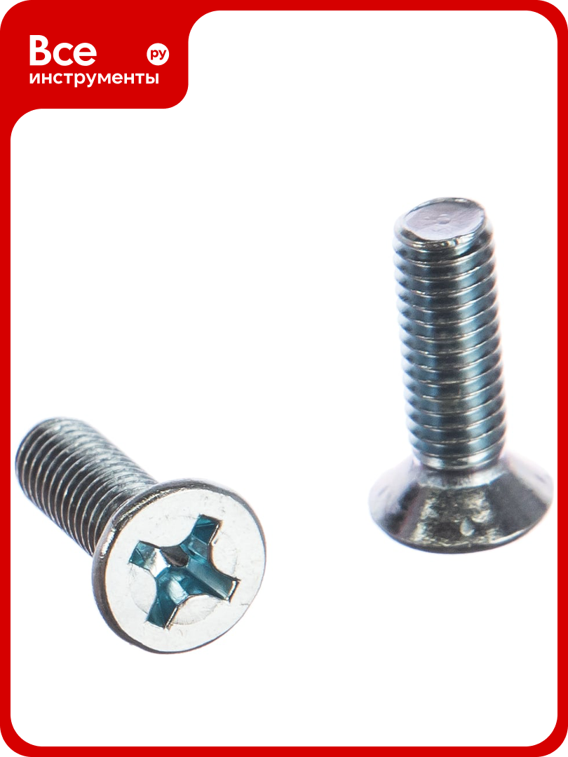 Винт Tech-Krep/Zitar DIN965 с потайной головкой, оцинкованный М6х20 12 шт - пакет 103001