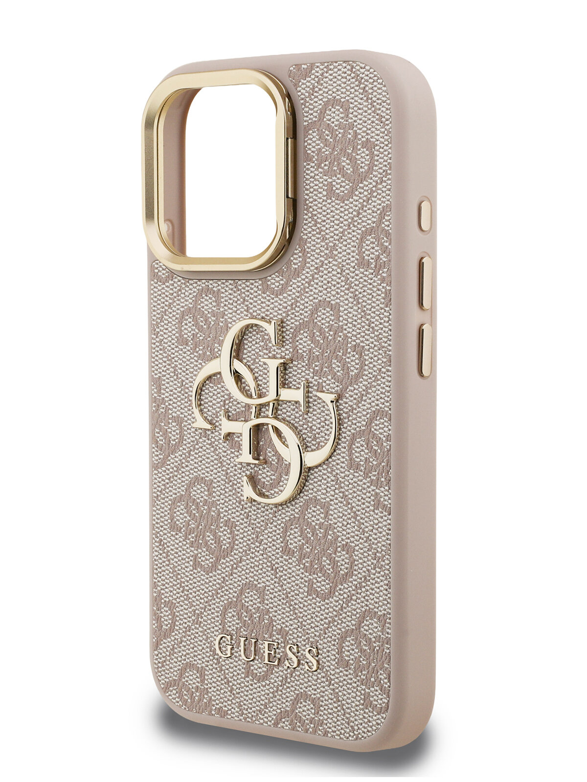 Чехол Guess для iPhone 16 Pro Max из экокожи PU leather, с функцией подставки, розовый