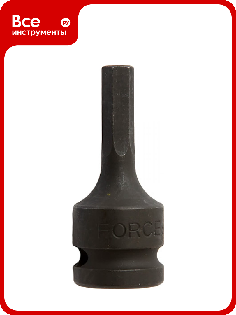 Ударная цельная головка-бита 6 гранная, 1/2", 8 мм FORCE 24406008