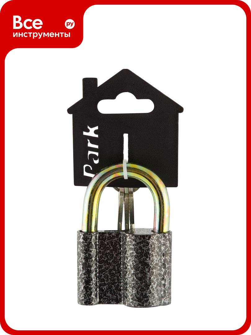 Навесной замок Park Ч/60 288127 стальная дужка, силуминовый корпус, финский дисковый ключ с набором из трёх