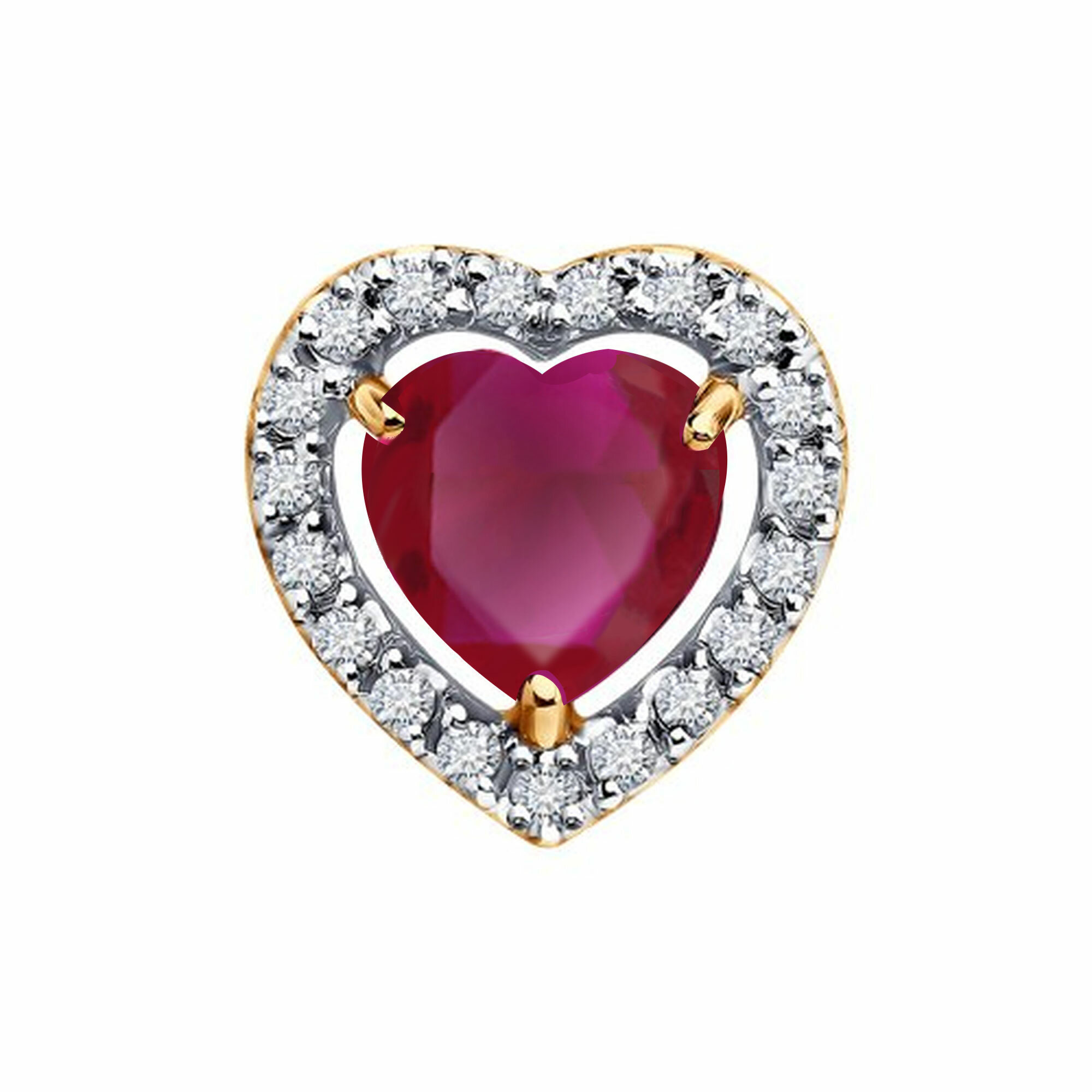 Подвеска, красное золото, 585 проба, бриллиант, рубин