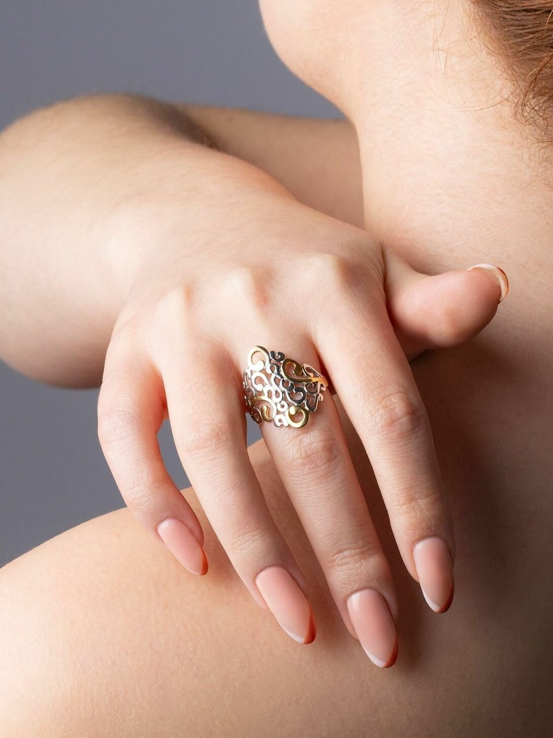 Кольцо на две фаланги, серебро, 925 проба