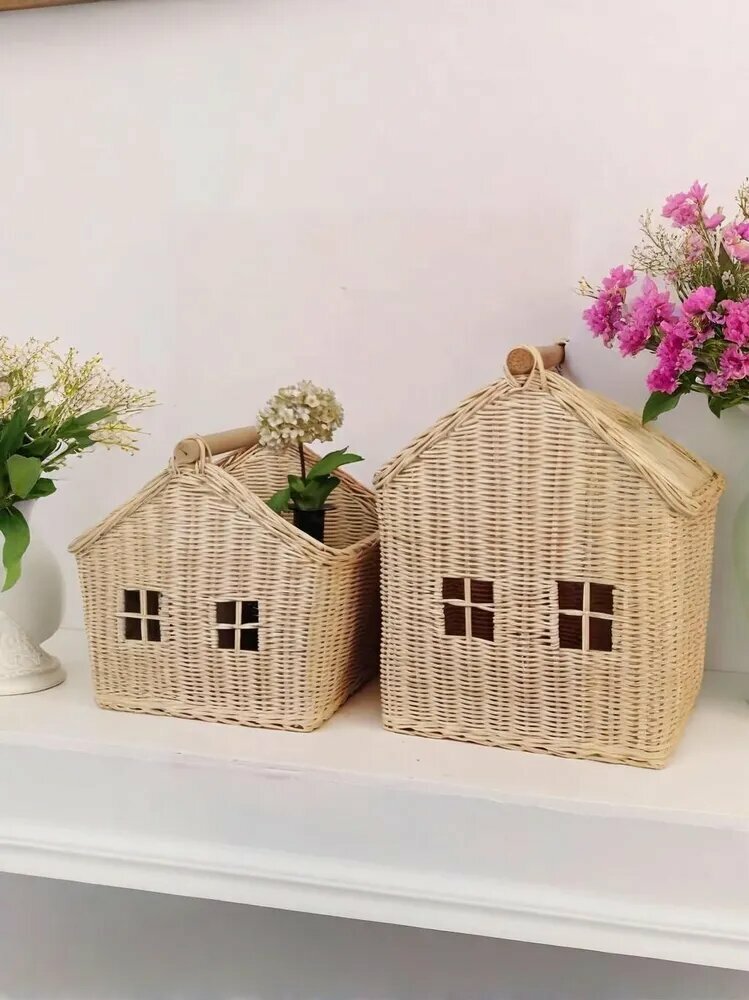 Плетеная корзина TUA, светло-бежевая, эко-лоза, длина 29см, высота 28см