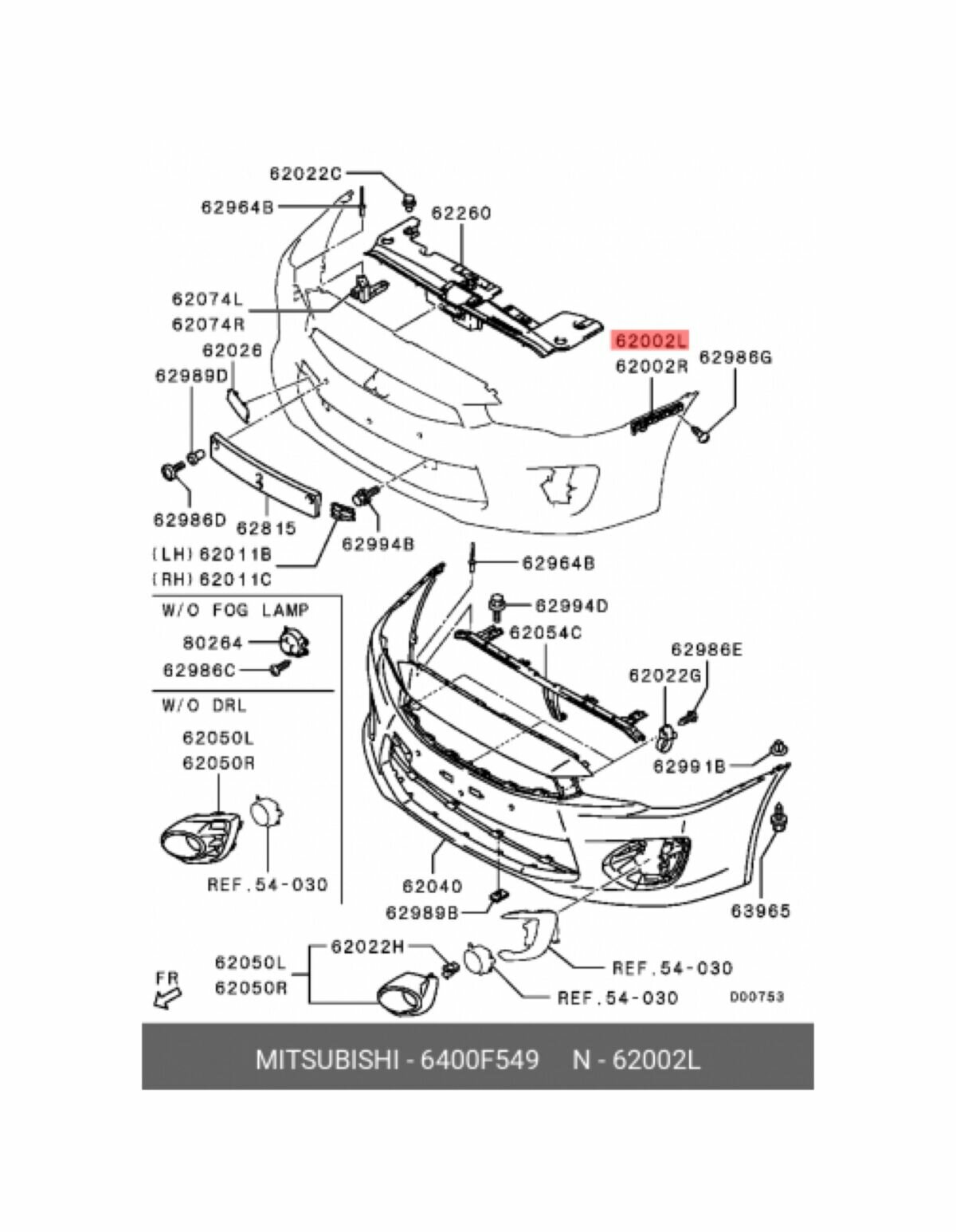 Кронштейн Крепления Бампера Mitsubishi Lancer(Cy) (2007>)(Mitsubishi 6400F549)