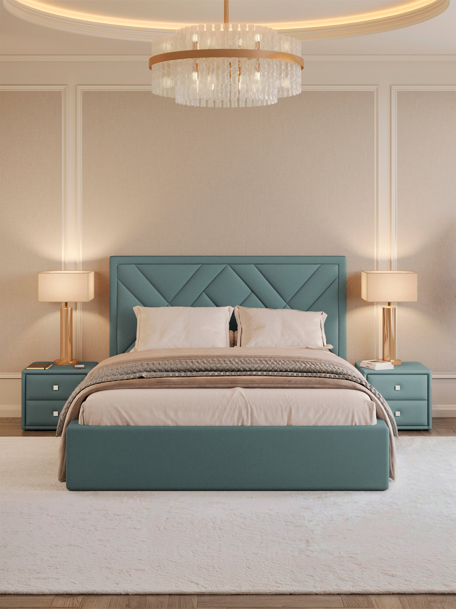 Кровать двуспальная 200х200 с подъемным механизмом, Афина с мягким изголовьем для дома и спальни, ортопедическое основание, ящик для белья