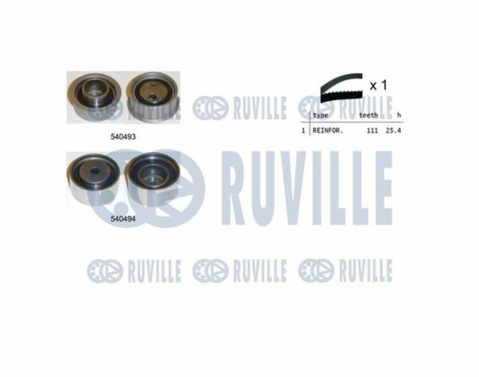 Комплект Грм Hyundai Lantra, Elantra 1,6-1,8 1996=> (2 Ролика+Ремень 111X25)(Ruville 550360)