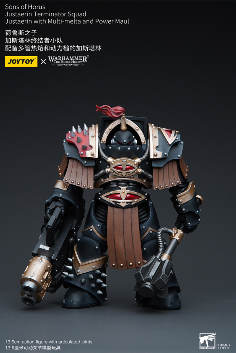 Подвижная фигурка JOYTOY Warhammer 40000 Sons of Horus Terminator Squad Justaerin with Multi-melta and Power MauL