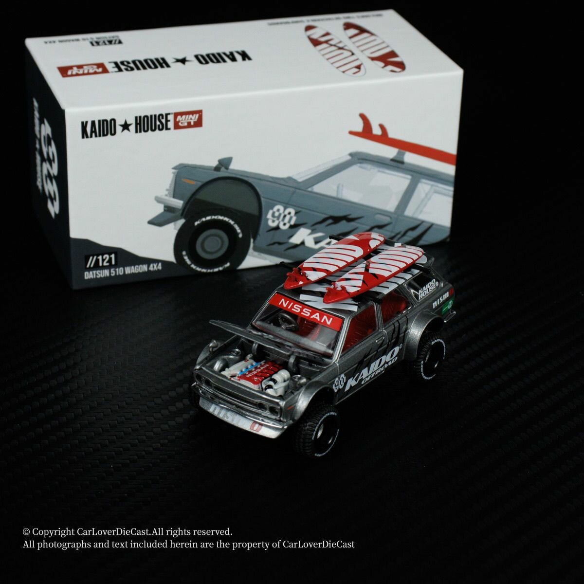 MINI GT+KAIDO HOUSE KHMG121 DATSUN 510 4X4 WAGON KAIDO OFFROAD V1 Литой под давлением автомобильной модели