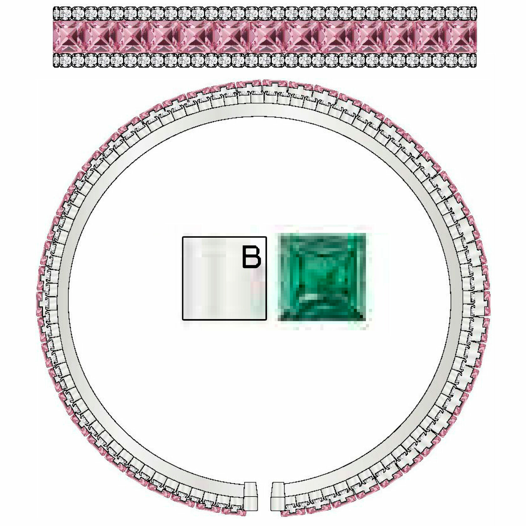 Жесткий браслет, Swarovski Zirconia