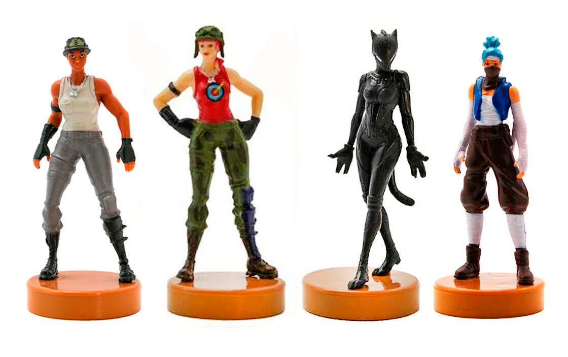 Штампик фигурка Fortnite 4шт 7,5см / Штампики Фортнайт / Штампик Неоновая рысь, Мишень, Куно, Разведчик эксперт