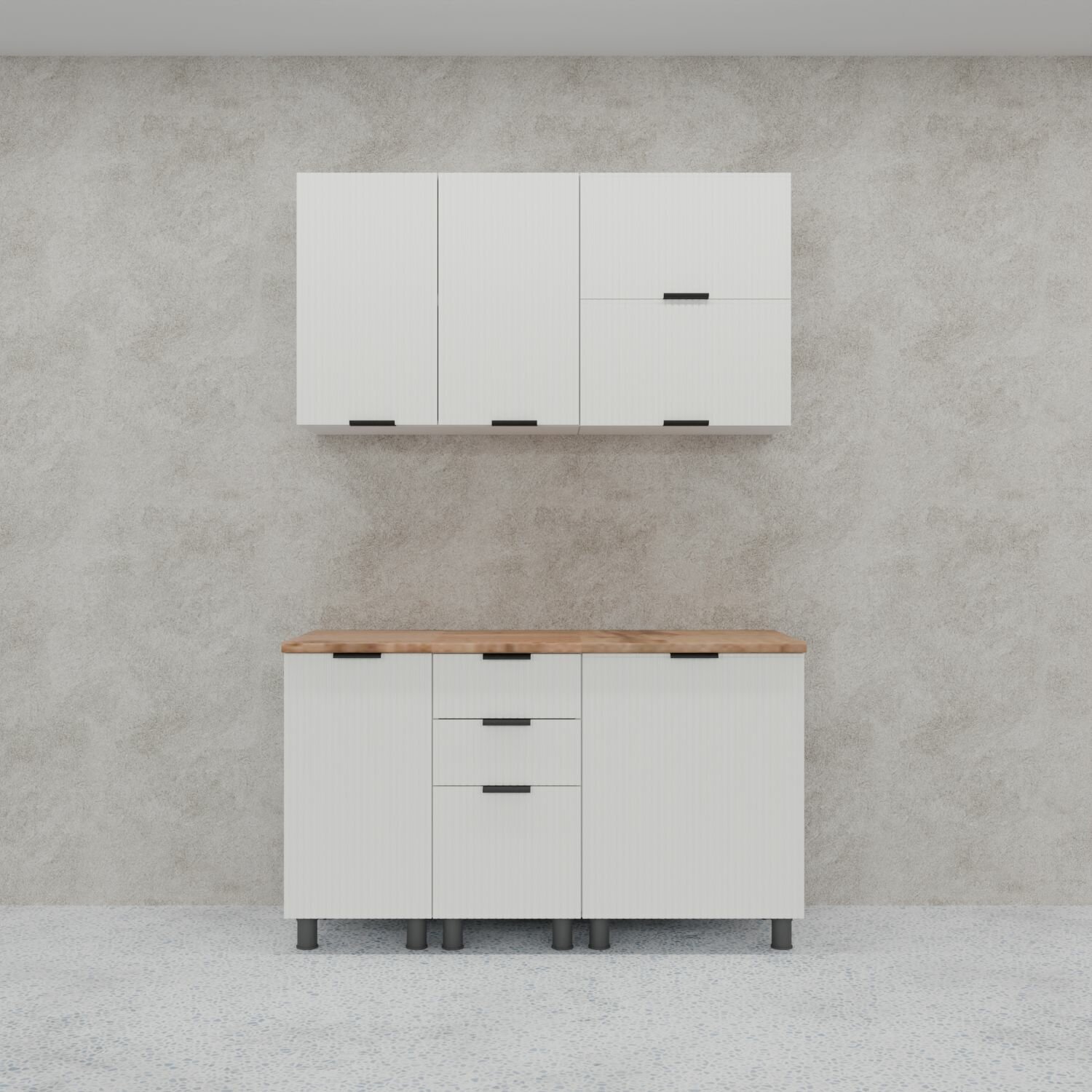 Кухонный гарнитур "Гармония Уюта", 1,4м, фасады МДФ, модульный, молочный/сонома