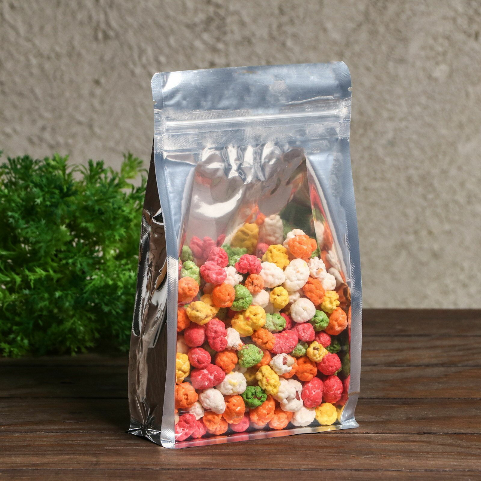 Пакет дой пак с окном, металлизированный, с дном, 14x24 см, 200 мкм, 50 шт.