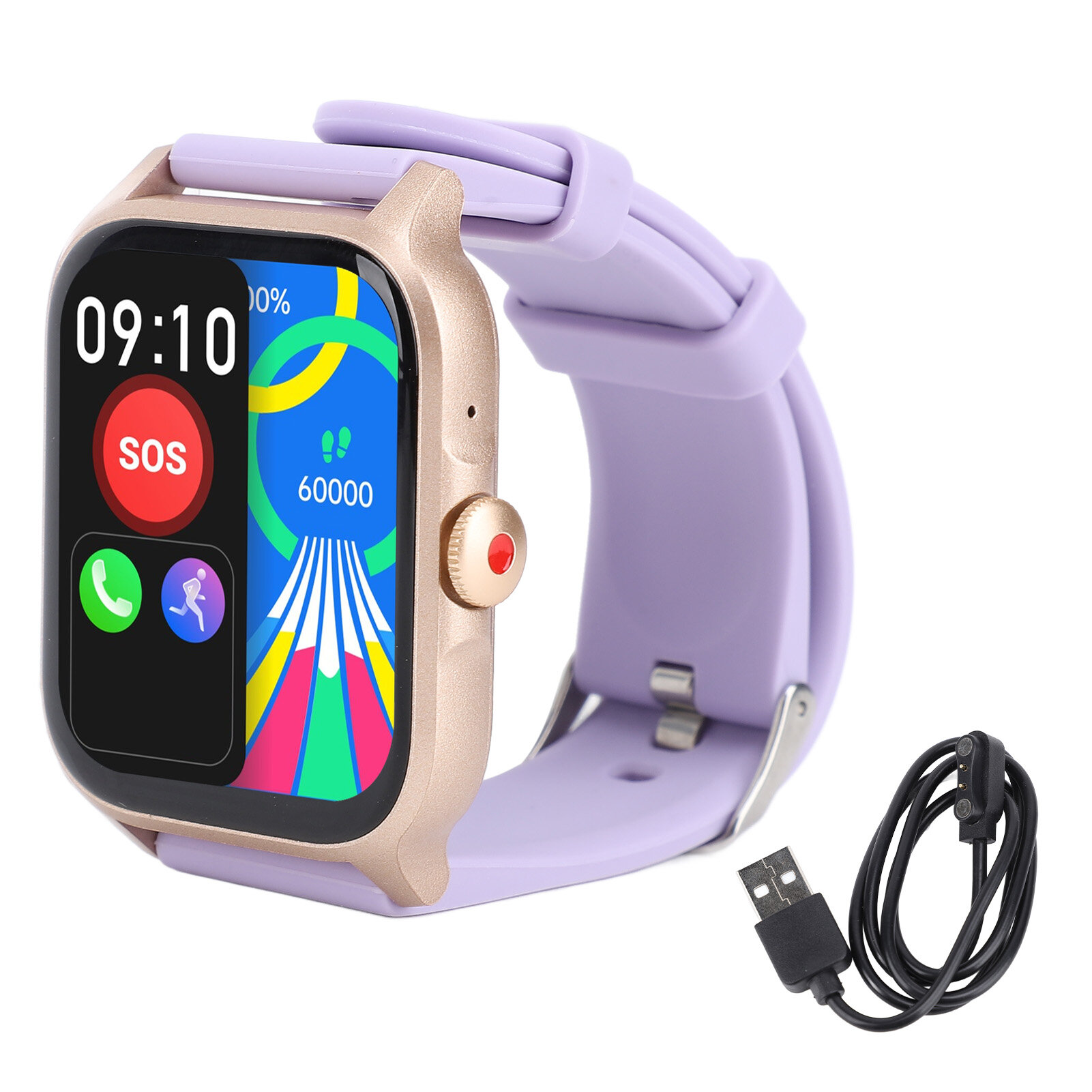 Smart Watch для мужчин женщин 1,85 дюйма с полным цветом сенсорного экрана IP68 Водостойкий водостойкий мониторинг сна, фитнес Умные часы с приложением для открытого спортивного фиолетового