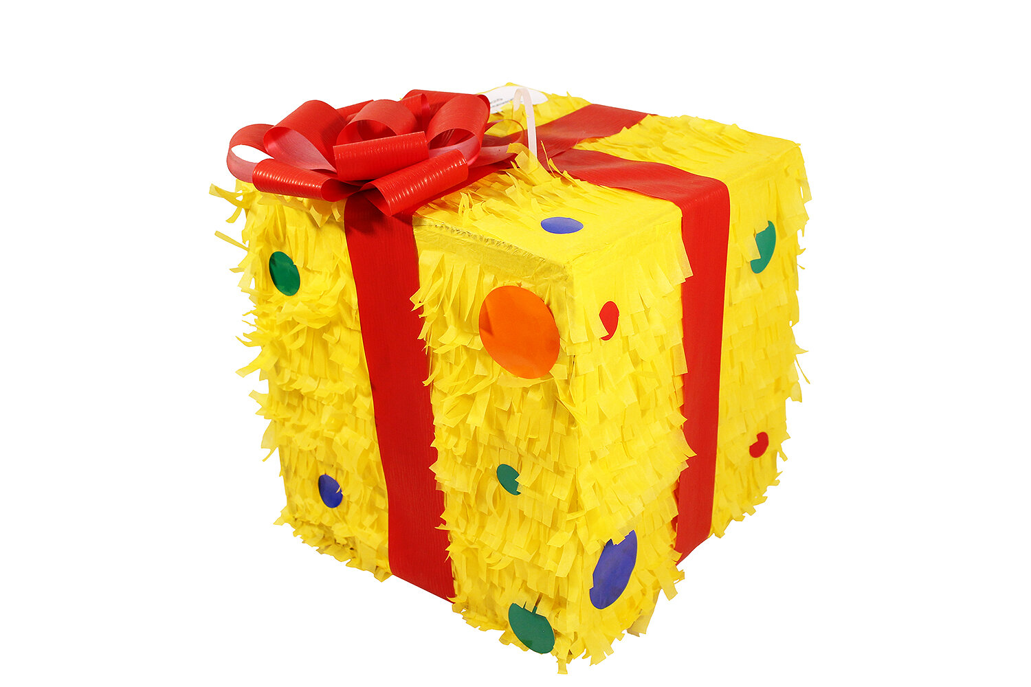 Пиньята Подарок Желтый с красным бантом без наполнения и без биты для разбивания