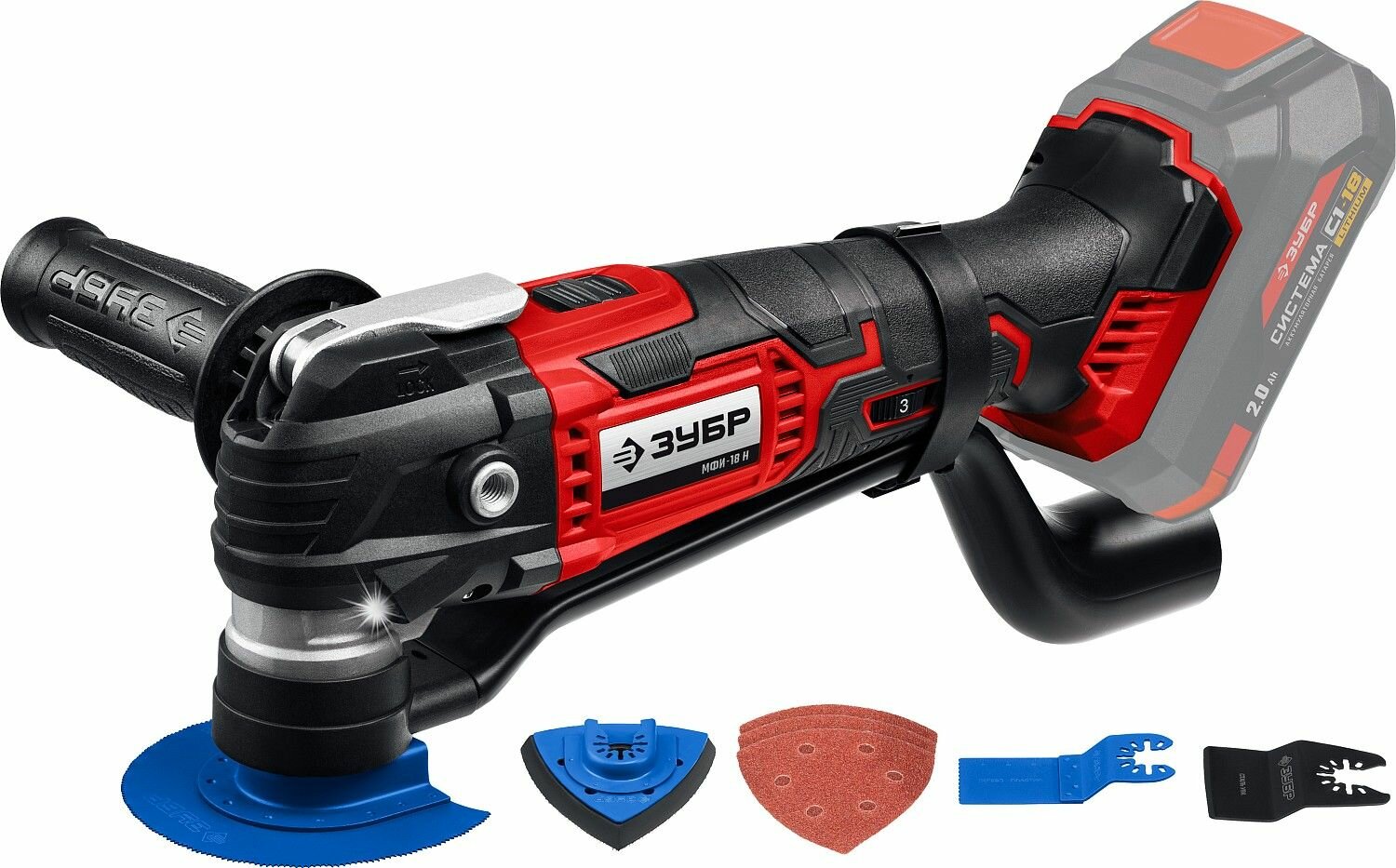 Реноватор ЗУБР C1-18, 18 В, OQIS, без АКБ, набор насадок МФИ-18 Н