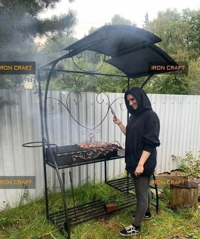 Мангал с крышей и столиком, мангальная зона с крышей и столом, толщина 5 мм