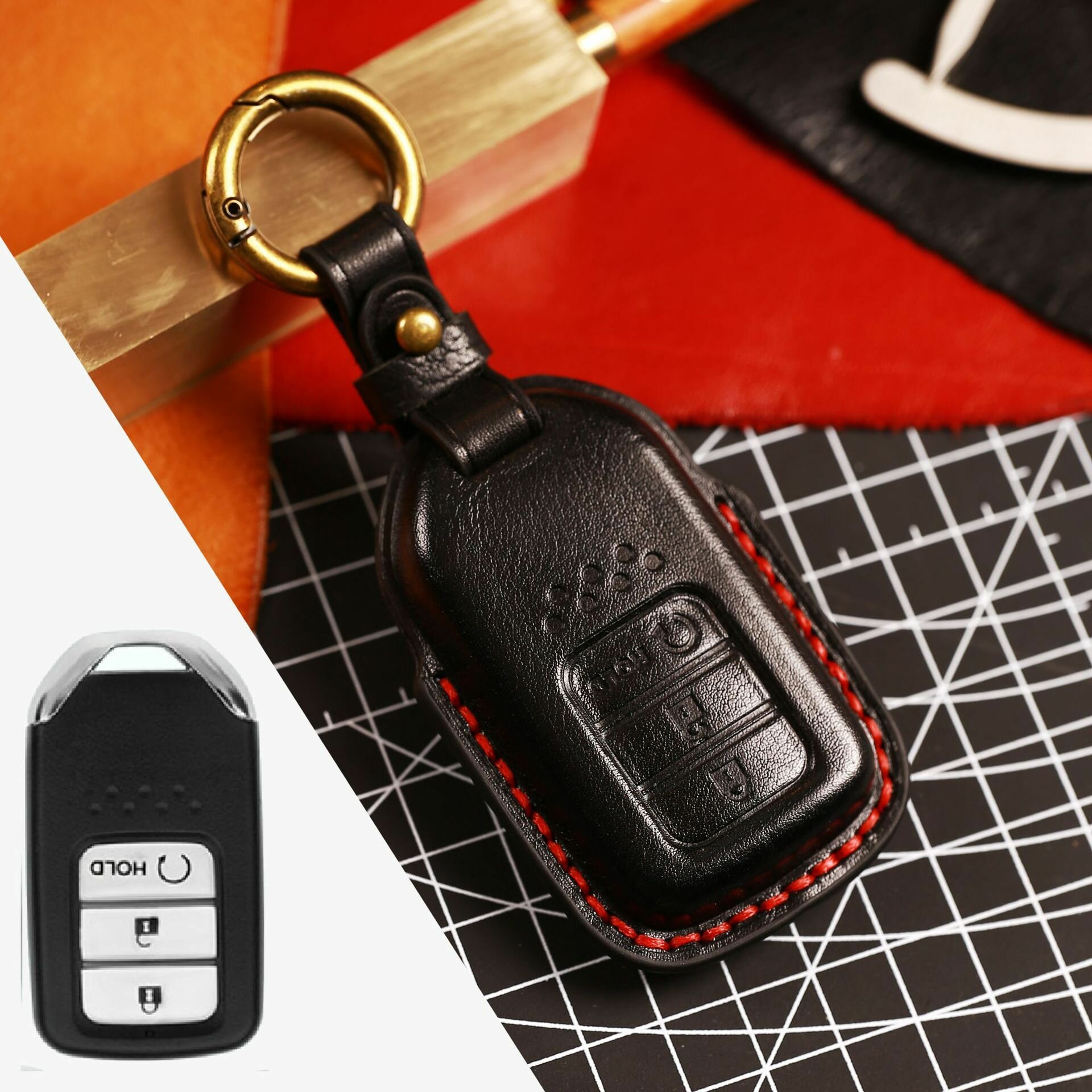 Чехол для автомобильного брелка Honda черный матовый Чехол для автомобильного брелка