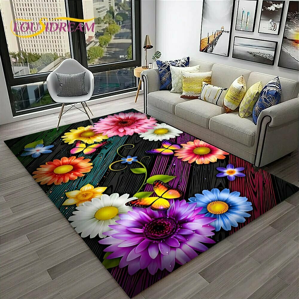 LOUSIDREAM 3D ковер бабочки цветы80*120 см