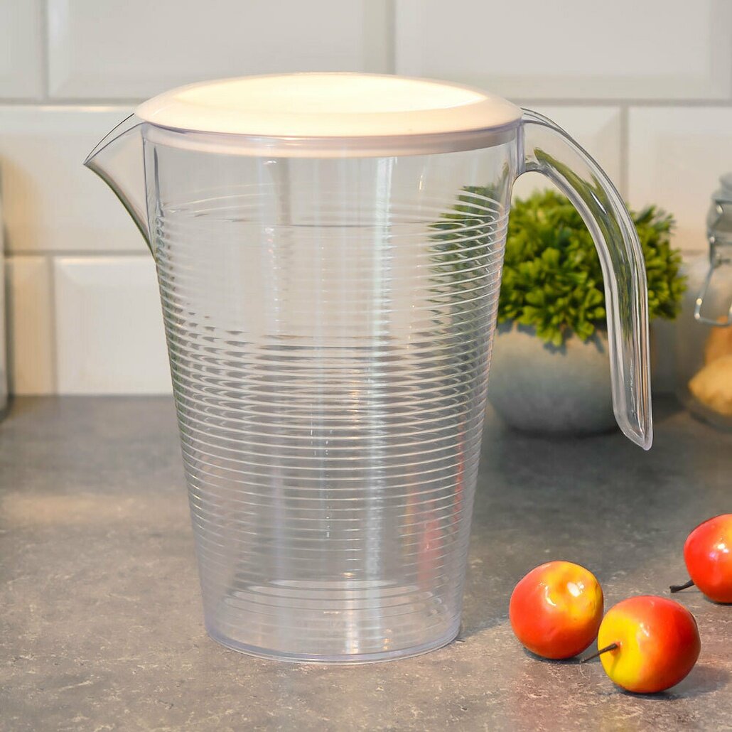 Кувшин с крышкой «Oslo» 1,8 л, пластик, рифлёный корпус, белый