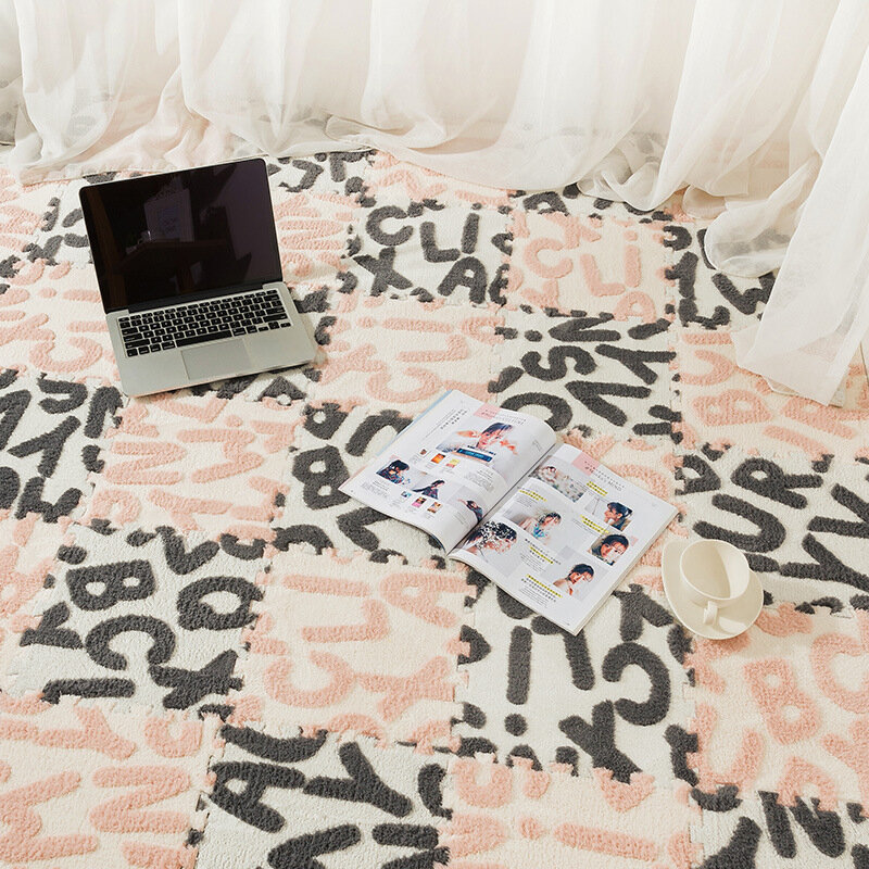 10 шт, плюшевый напольный коврик из пенопласта, цветной блокирующий раздельный шарнир, режущий мягкий плюшевый коврик для спальни, Розовые буквы